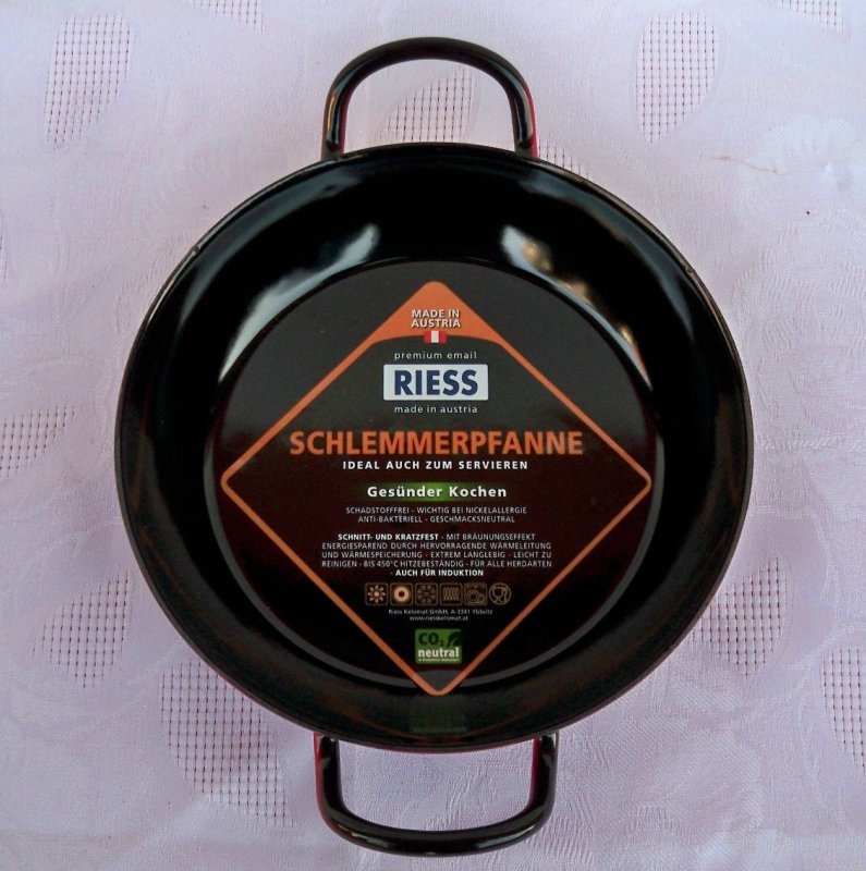 RIESS Premium Emaille Schlemmerpfanne Pfanne Bratpfanne Servierpfanne ...