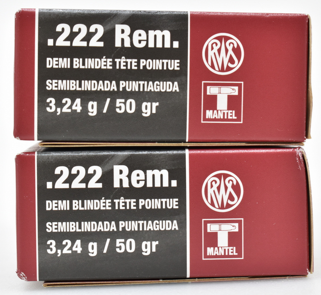 20 RWS Patronen .222 Rem. 3,24g. Teilmantel - eGun