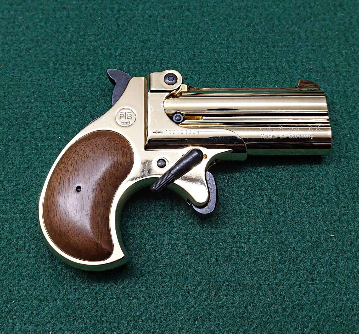 Röhm Derringer Gold Holzgriffschalen Kal.9mm K PTB 599 - eGun